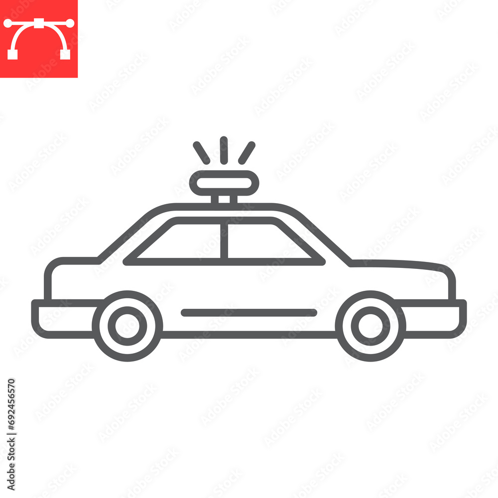 Police car line icon, transportation and vehicle, police car vector ...