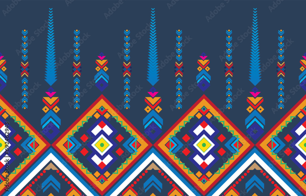 Mexican indian design with tribal ethnic themes on a geometric seamless ...