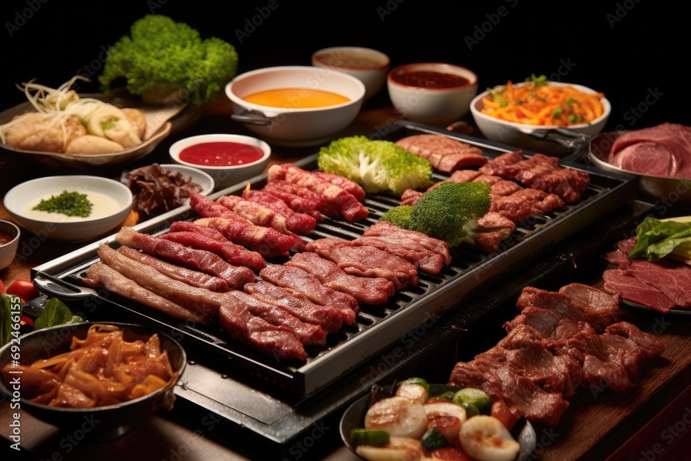 Korean BBQ Feast: Traditional Korean Bar-B-Q Dinner with Asian Cuisine ...