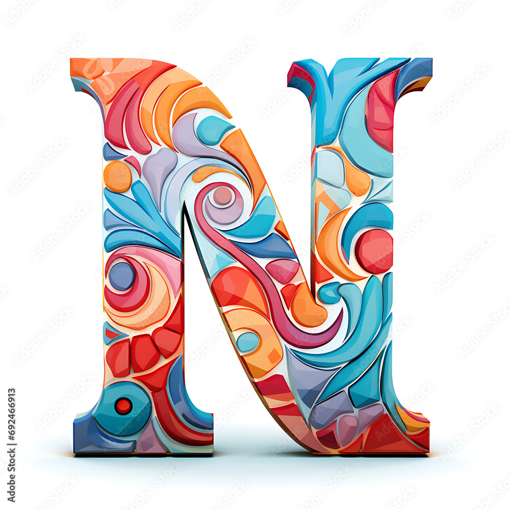 Letra N decorada con flores Stock Illustration | Adobe Stock
