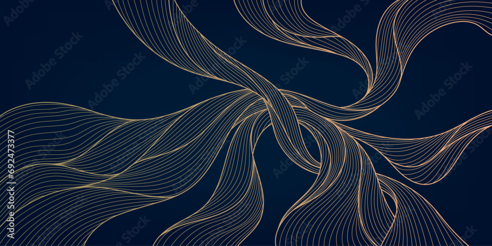 Vector abstract golden line background, luxury wave curve design ...