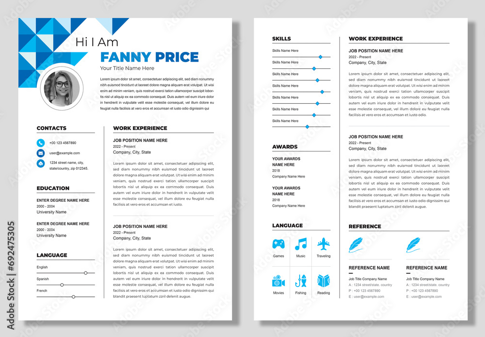 Modern Executive Resume Template Stock Template | Adobe Stock