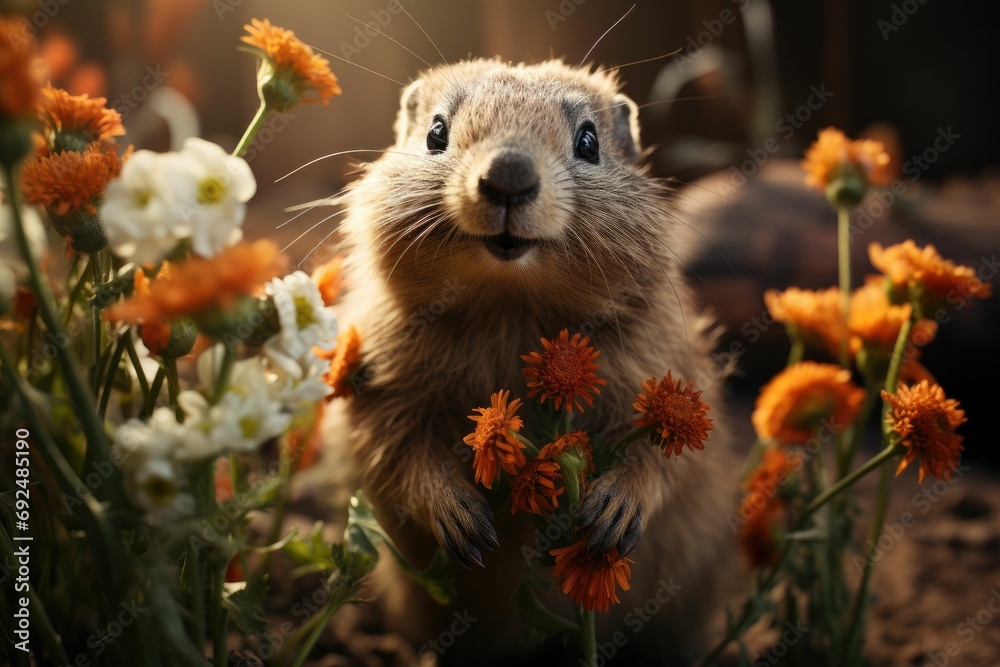 Celebrating Groundhog Day in the Tranquil Wilderness A Serene Image of ...
