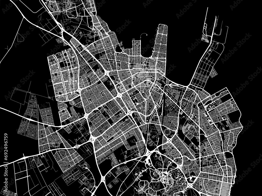 Vector road map of the city of Dammam in the Kingdom of Saudi Arabia ...