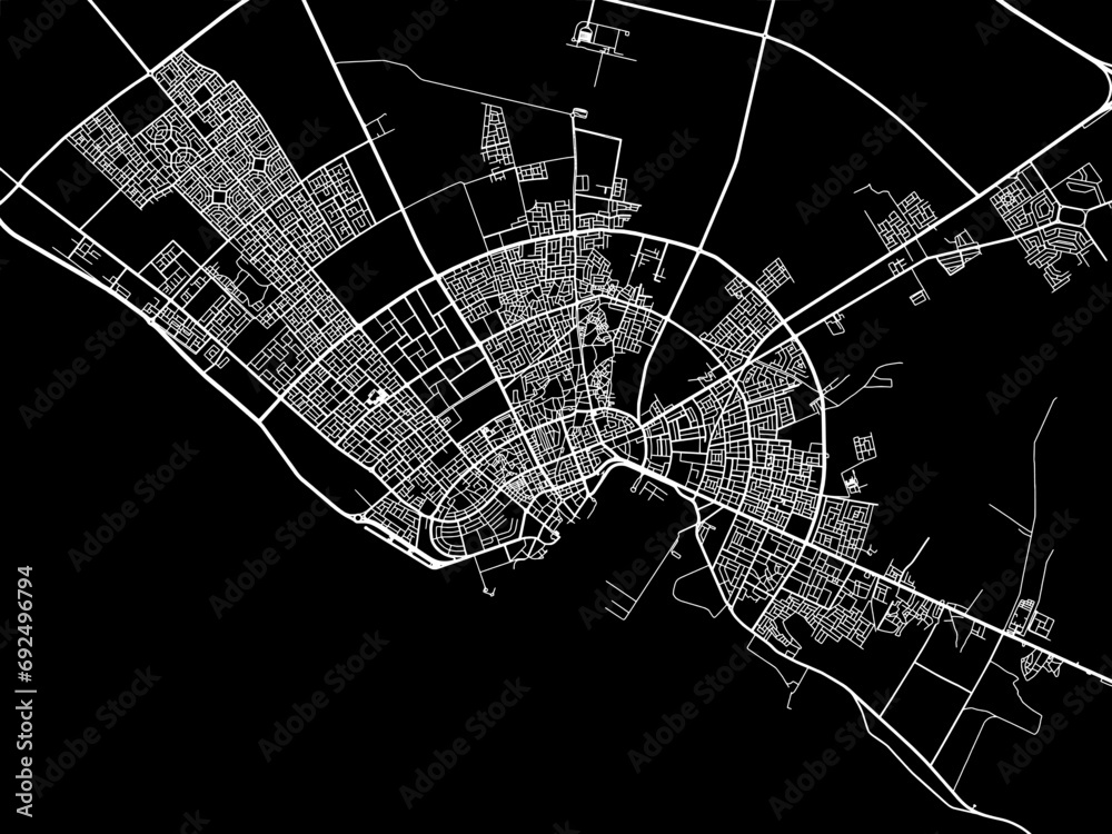 Vector road map of the city of Yanbu in the Kingdom of Saudi Arabia ...