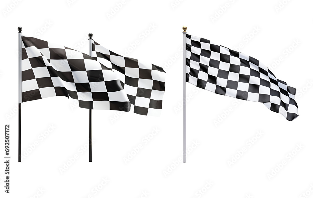 Motor Racing’s Set of Checkered and Chequered Flags, Isolated on ...