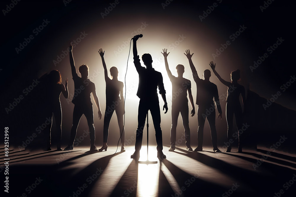 Silhouettes of pop singers and singer groups Stock Photo | Adobe Stock