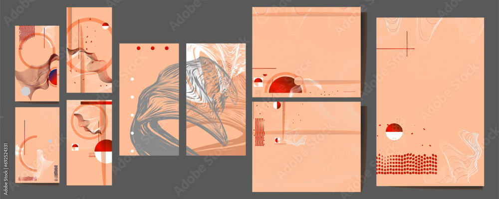 Poster new design Japanese style templates set invitations new color ...