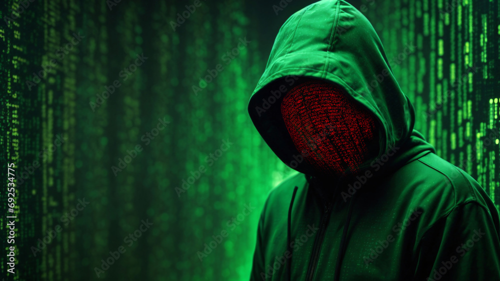 person in a mask hacker with a mask Concept of cybercrime: DDoS attacks ...
