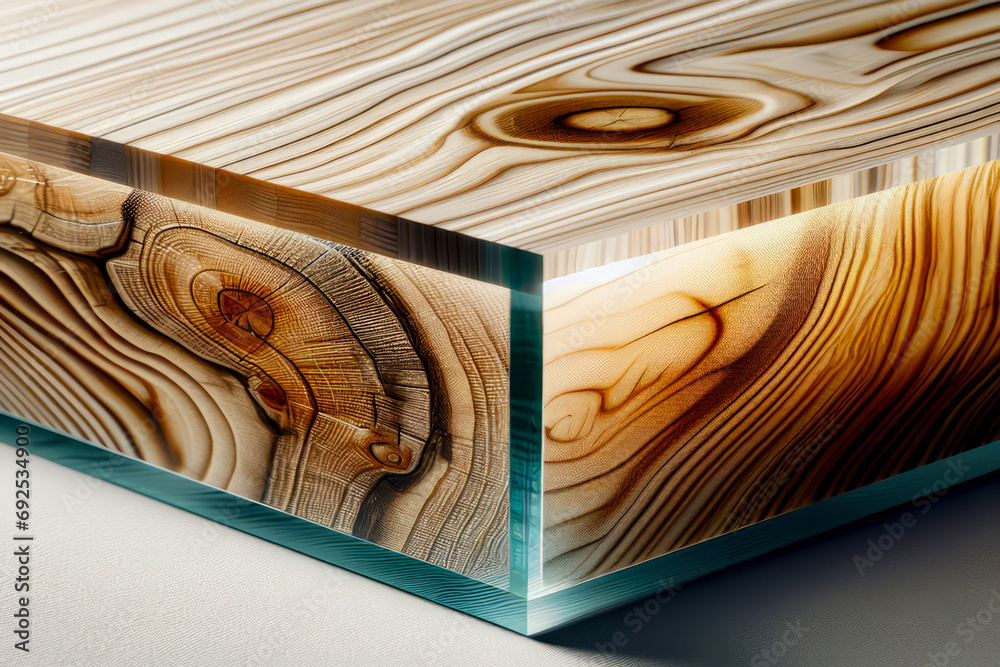 Transparent wood material in the laboratory. Transparent wood concept ...