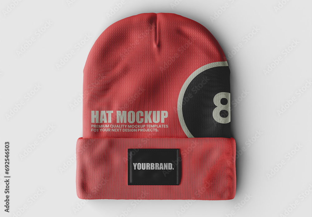 Beanie Hat Label Mockup Stock Template | Adobe Stock