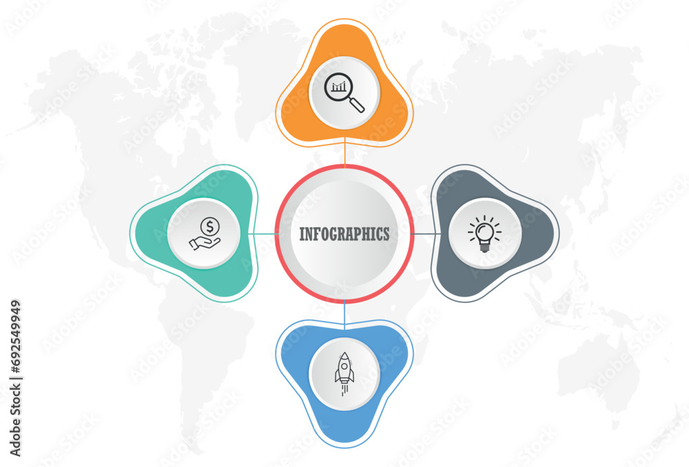 Infographic element. Chart, graph, diagram with 4 steps, options, parts ...