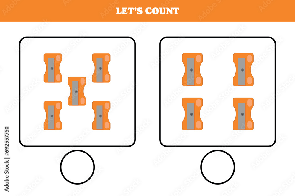 Counting game with sharpener. Educational worksheet design for ...