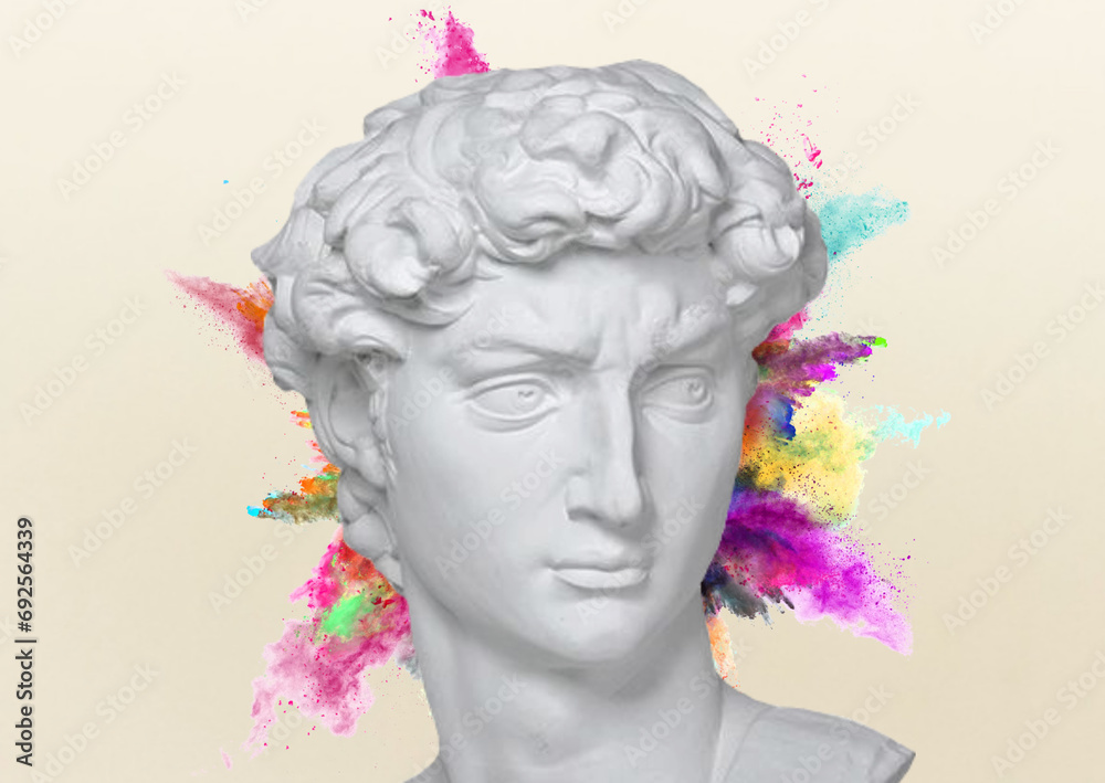 human roman sculpture sunglasses flowers bloom text box emotional ...