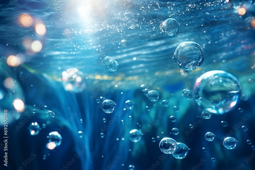 Underwater bubbles with sunlight. underwater background bubbles, high ...