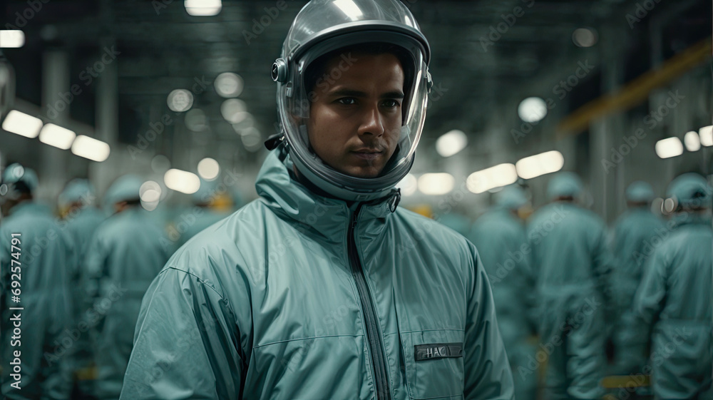 engineer wearing PPE protective clothing in total safety in the ...