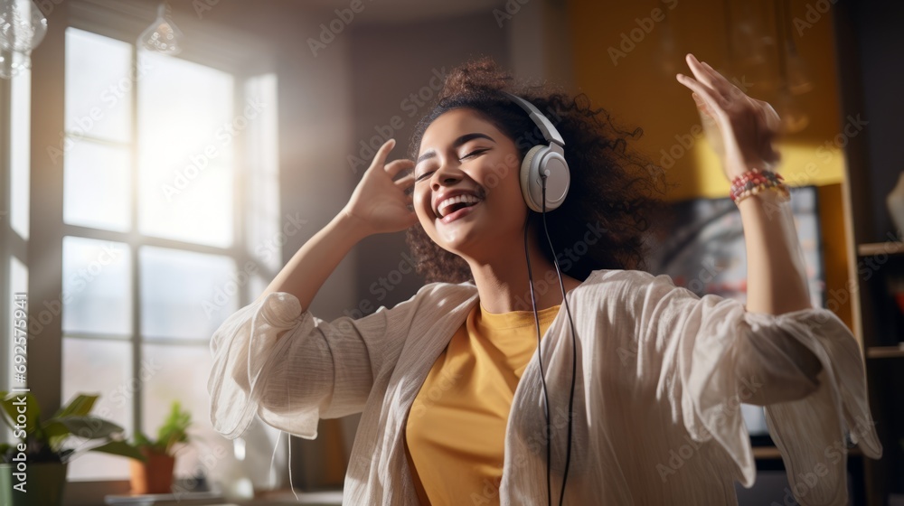 happiness greeting joyful freshness moment female woman dancing ...