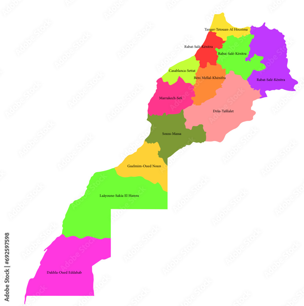 Les Régions du Maroc Stock Vector | Adobe Stock