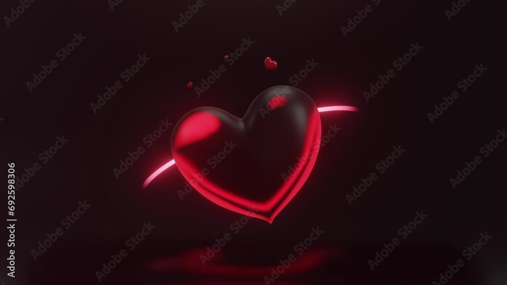 Video animation looped heart rotation, valentine's day, anniversary ...