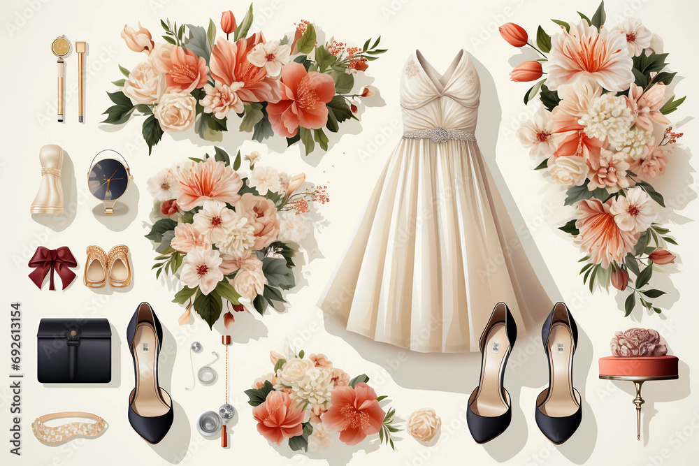 Set of wedding elements. Wedding clipart for save the date invitation ...