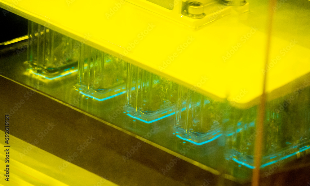 3D printer working process. 3D printing. Stereolithography ...