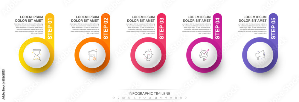 Vector template circle infographics. Business concept with 5 options ...