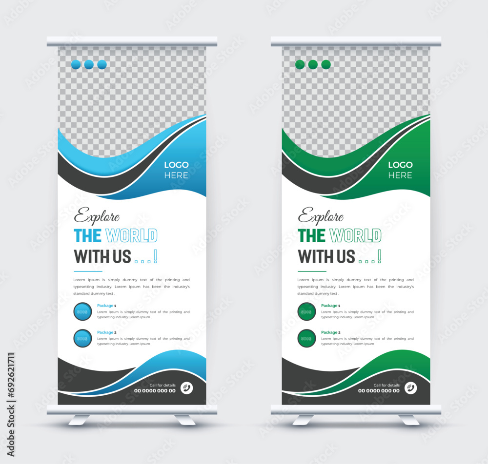 Travel and tour roll up banner design. Modern pull up banner or stand ...
