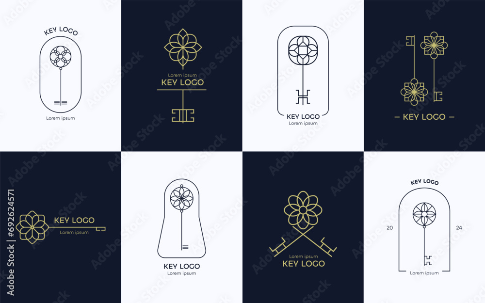 Keys logo. Endless looping ornate key badges for real estate company ...