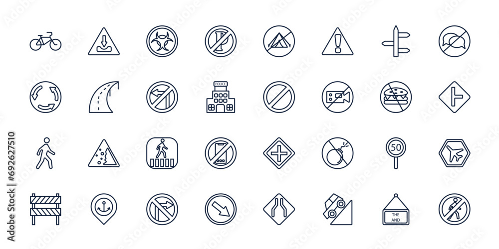 outline icons set from traffic signs concept. editable vector such as ...