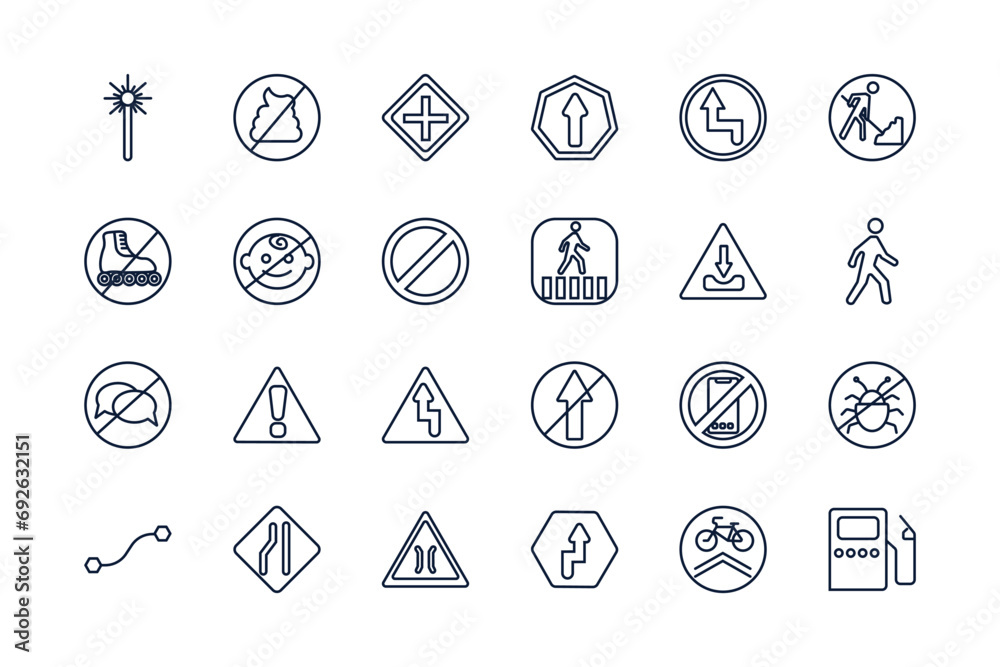outline icons set from traffic signs concept. editable vector such as ...