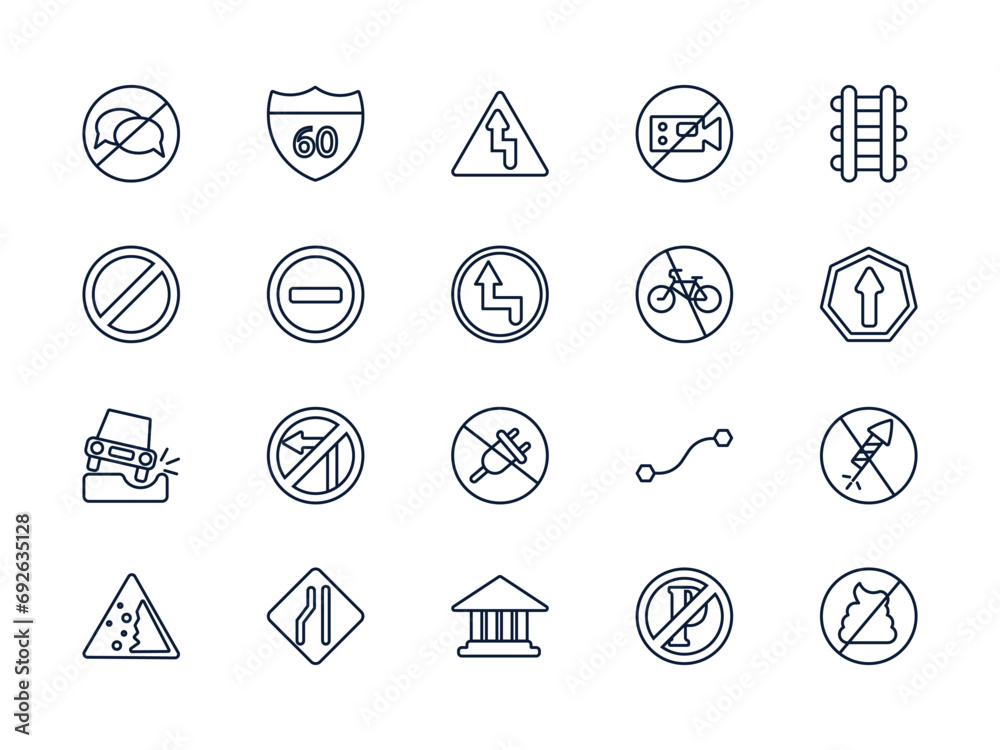 outline icons set from traffic signs concept. editable vector such as ...