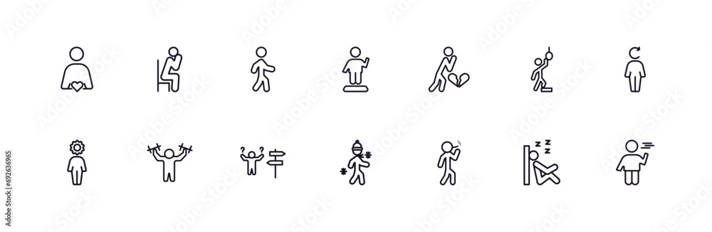 outline icons set from feeling and reaction concept. editable vector ...