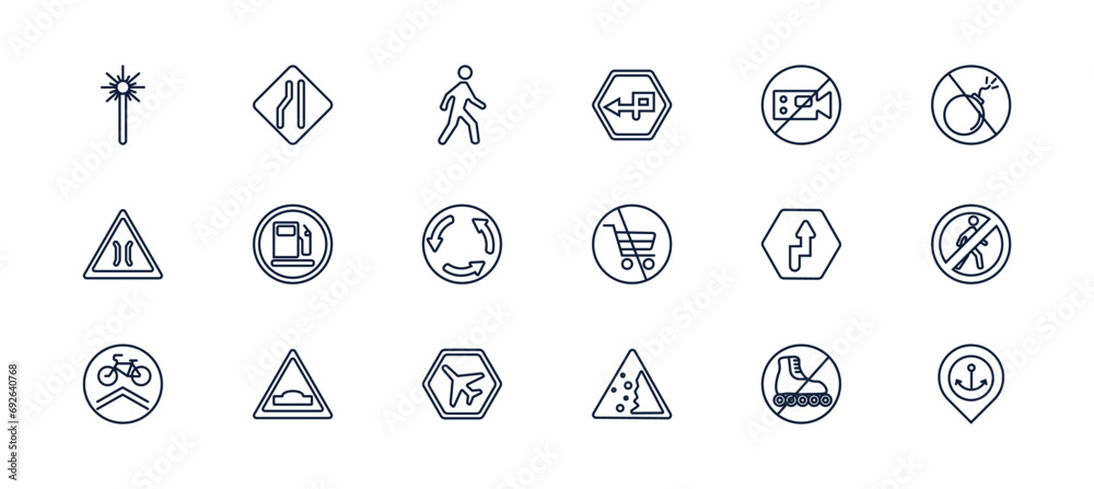 outline icons set from traffic signs concept. editable vector such as ...