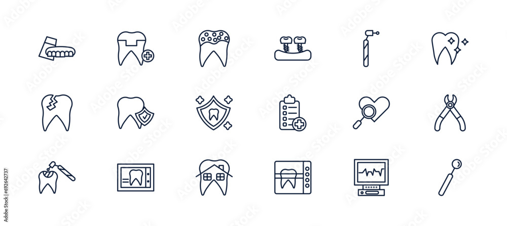 outline icons set from dentist concept. editable vector such as denture ...