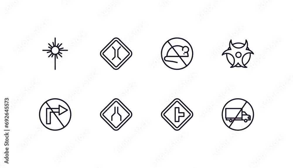 outline icons set from traffic signs concept. editable vector included ...