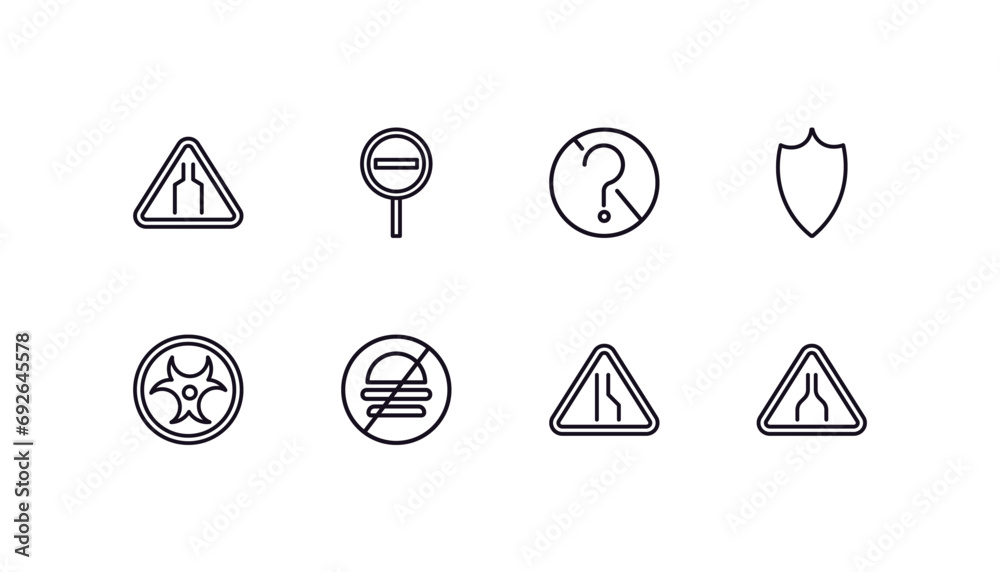 outline icons set from traffic signs concept. editable vector included ...