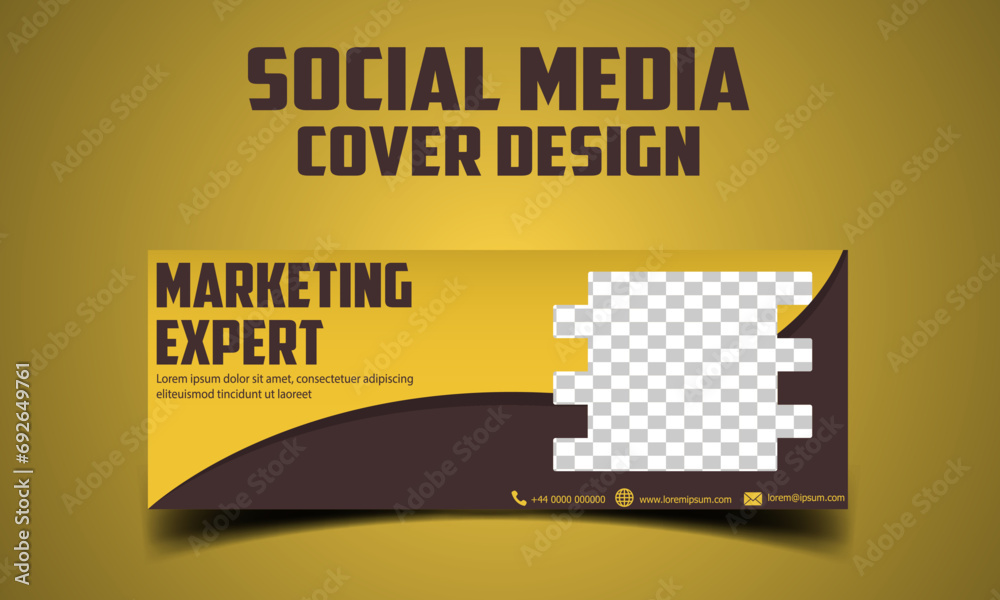 facebook cover banner template social media post with yellow and brown ...