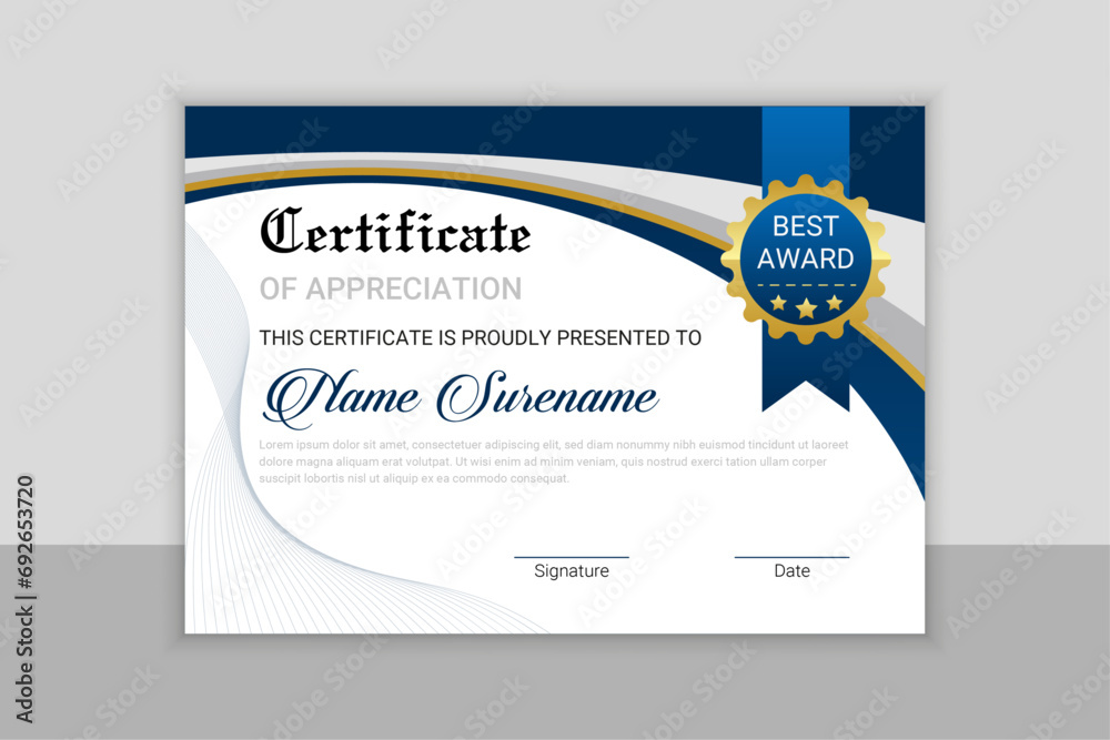 Modern Certificate design template with certificate border, diploma ...
