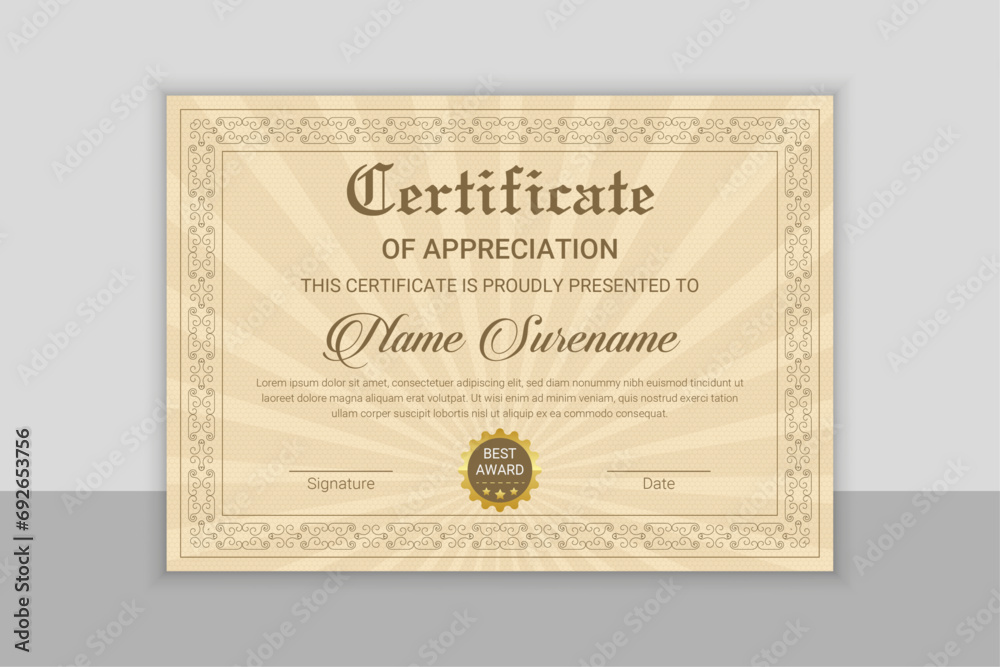 Modern Certificate design template with certificate border, diploma ...