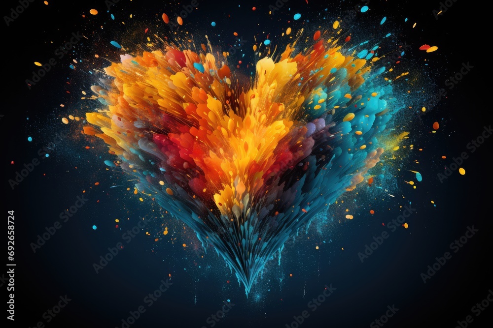 Conceptual image of love expressed through vibrant paint splatters ...