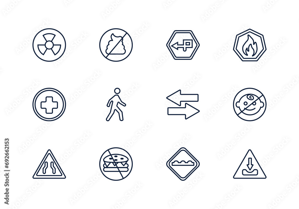 outline icons set from traffic signs concept. editable vector such as ...