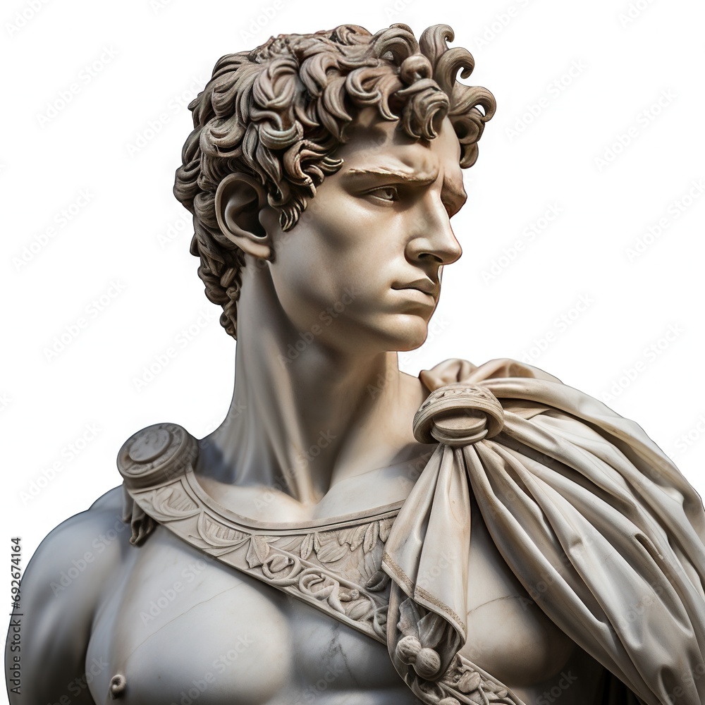 Abstract ancient roman, greek stoic person with a muscular body, marble ...