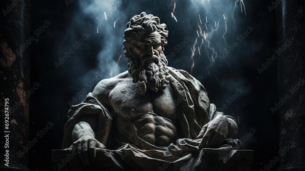 Abstract ancient roman, greek stoic person with a muscular body, marble ...