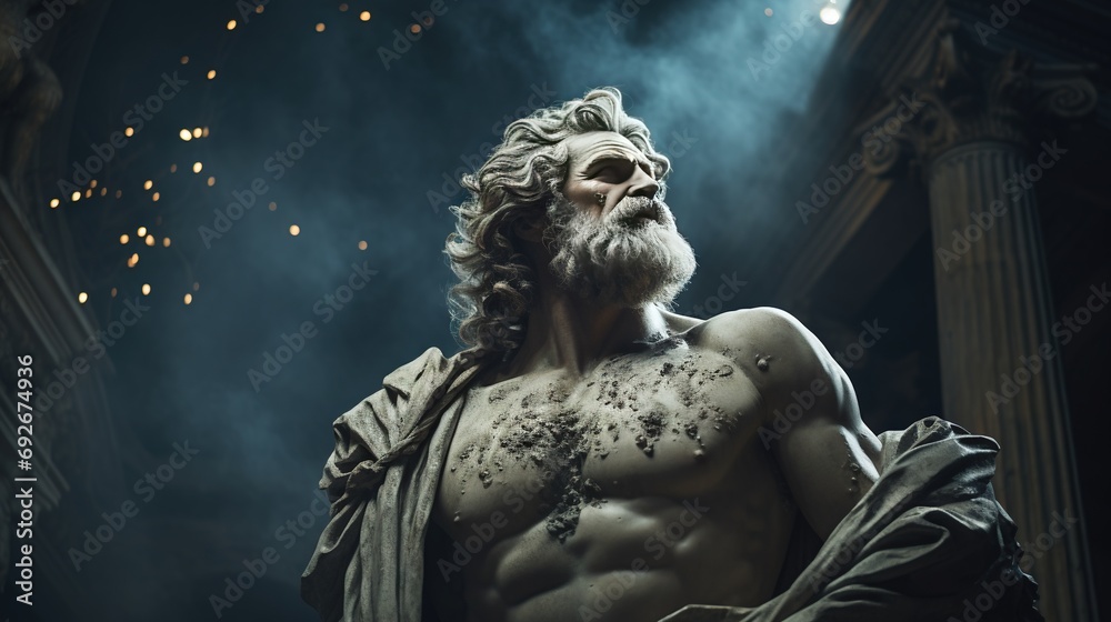 Abstract ancient roman, greek stoic person with a muscular body, marble ...