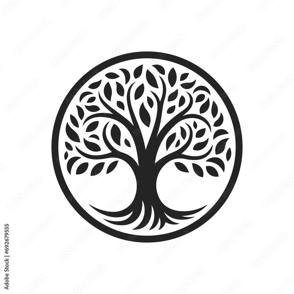 Vetor de Tree of life emblem. Tree of knowledge symbol. Organic nature ...
