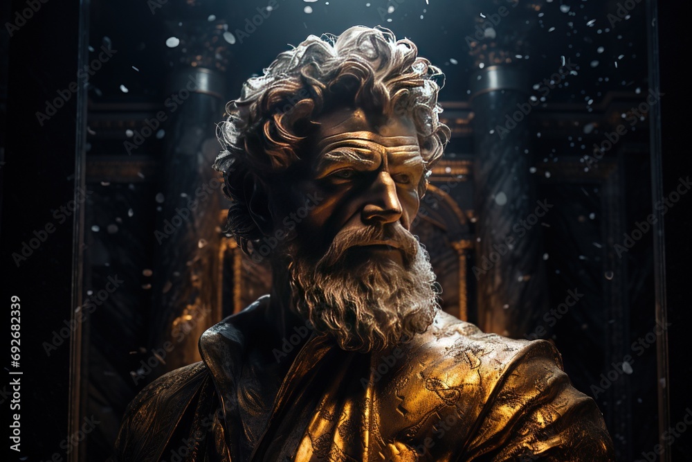 Abstract ancient roman, greek stoic person with a muscular body, marble ...