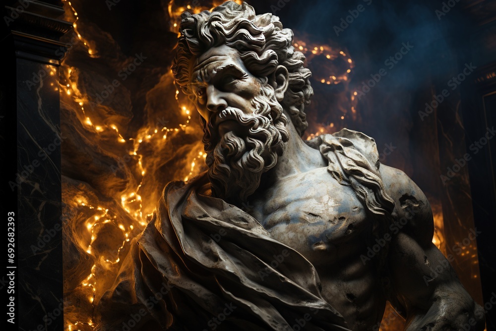 Abstract ancient roman, greek stoic person with a muscular body, marble ...