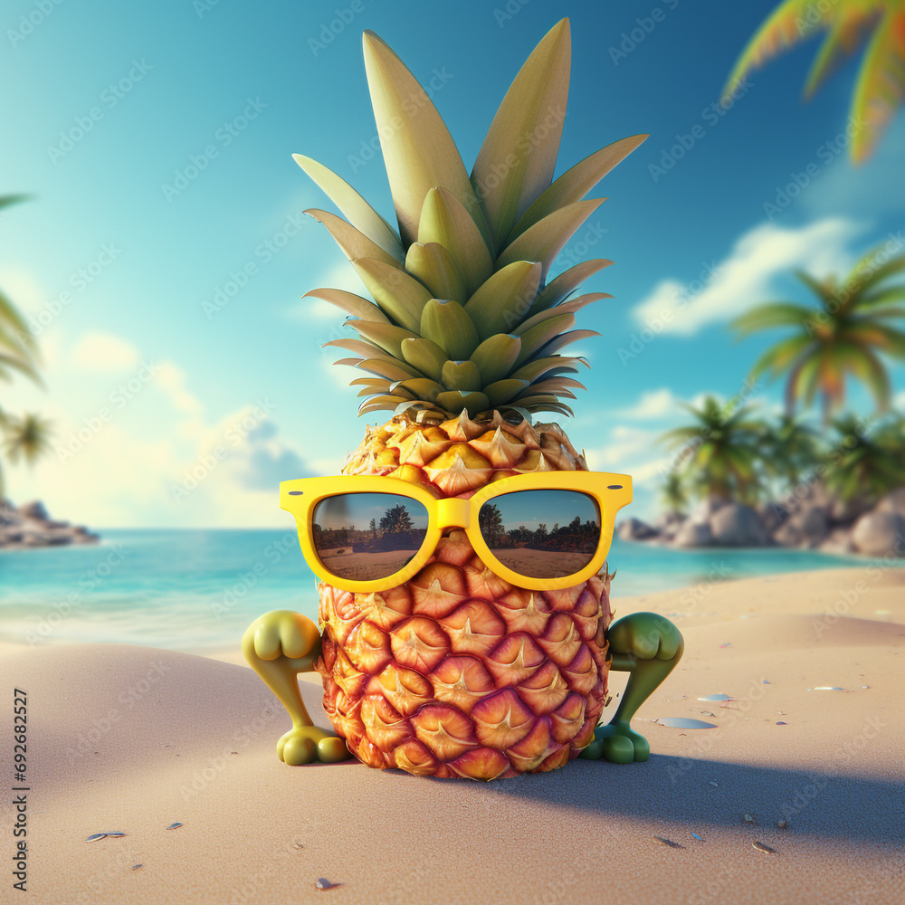 cute and fun fruit cartoon background portrait illustration h Stock ...