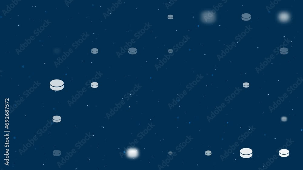 Template animation of evenly spaced hockey pucks of different sizes and ...