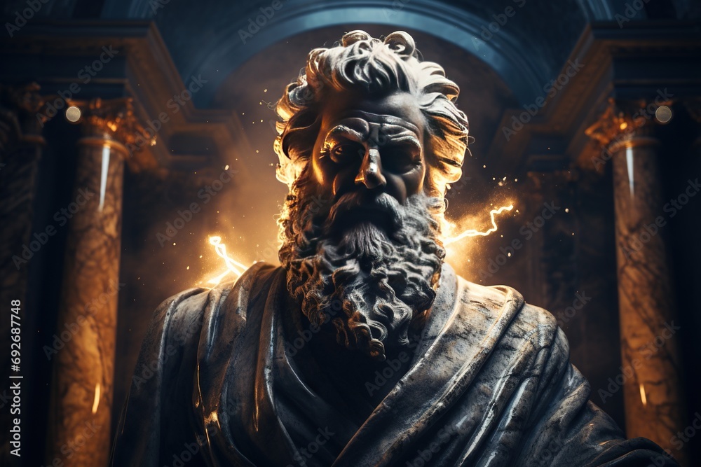 Abstract ancient roman, greek stoic person with a muscular body, marble ...